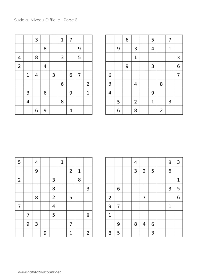 Sudoku GRATUIT à imprimer | Jeu Niveau Difficile, Expert, Facile