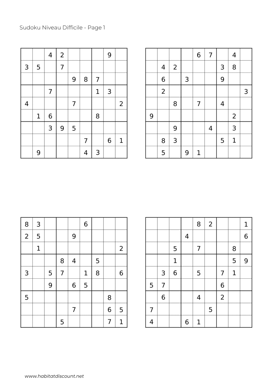 Sudoku GRATUIT à imprimer | Jeu Niveau Difficile, Expert, Facile