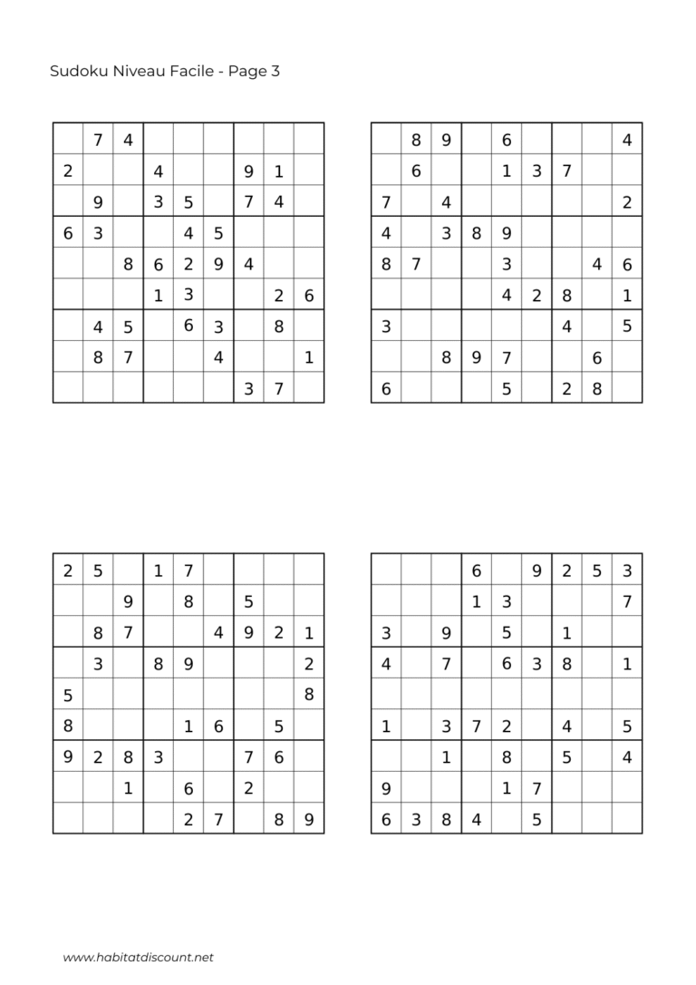 Sudoku GRATUIT à imprimer | Jeu Niveau Difficile, Expert, Facile